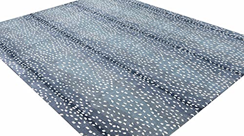 Wallard Design Antelope Cheetah Blue Animal Contemporary Handmade 100% Woolen Area Rugs & Carpets (6'x9')