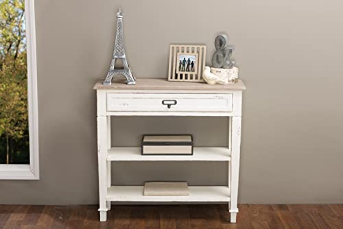 Baxton Studio Dauphine Traditional French 1-Drawer Accent Console Table, White