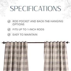 Elrene Home Fashions Farmhouse Living Grainger Buffalo-Check Blackout Window Curtain, Living Room and Bedroom Drape with Rod Pocket Tabs, 52" x 84", Grey, 1 Panel