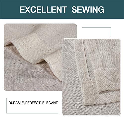 Natural Linen Curtains 108 Inches Extra Long Rod Pocket Semi Sheer Curtain Drapes Elegant Casual Linen Textured Window Draperies, Light Filtering Privacy Added Home Fashion 2 Panels, Angora