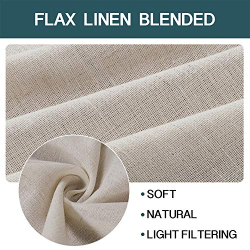 Natural Linen Curtains 108 Inches Extra Long Rod Pocket Semi Sheer Curtain Drapes Elegant Casual Linen Textured Window Draperies, Light Filtering Privacy Added Home Fashion 2 Panels, Angora