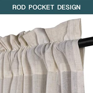 Natural Linen Curtains 108 Inches Extra Long Rod Pocket Semi Sheer Curtain Drapes Elegant Casual Linen Textured Window Draperies, Light Filtering Privacy Added Home Fashion 2 Panels, Angora