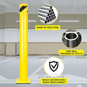 BOOROH Steel Bollards 2 Pack, Safety Bollard 42" x 4.5", Bollard Post with Reflective Tape for Traffic Control, Driveway Barrier, Parking Pole