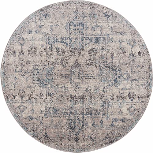 Orrick Moroccan Farmhouse Laundry Room, Hallway, Entryway, Bedroom, Kitchen Floor Runner Rug - Long Rug Carpet - Modern Bohemian Motif - Grey, Light Blue, White, Ivory, Beige, Navy Blue 2'7" x 10"