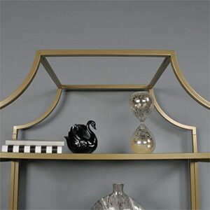 Pemberly Row Modern 5 Shelf Metal Bookcase in Satin Gold Finish