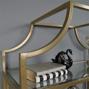 Pemberly Row Modern 5 Shelf Metal Bookcase in Satin Gold Finish