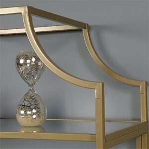 Pemberly Row Modern 5 Shelf Metal Bookcase in Satin Gold Finish