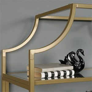 Pemberly Row Modern 5 Shelf Metal Bookcase in Satin Gold Finish