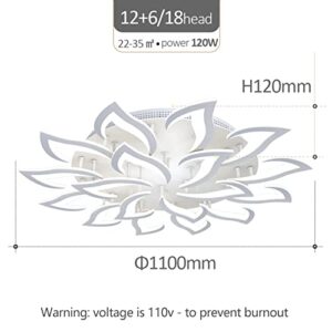 AHAWILL Ceiling Light Dimmable Modern Embedded LED Chandelier Metal Acrylic Petal Ceiling Ceiling Light, Suitable for Living Rooms, Bedrooms, Children's Rooms, Etc. ø47.2″/120w/18 Heads……