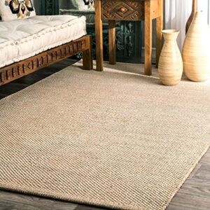 nuloom alessi solid farmhouse cotton area rug, 8′ 6″ x 11′ 6″, beige