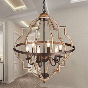 tzoe orb 6-light chandelier rustic vintage metal chandelier stardust finish foyer chandelier adjustable height dining light living room lighting kitchen chandelier ul listed