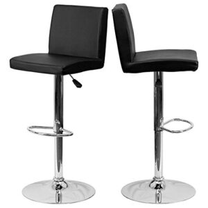 kls14 modern design bar stool mid-back design hydraulic adjustable height 360-degree swivel seat sturdy steel frame chrome base dining chair bar pub stool home office furniture – set of 2 black #1986