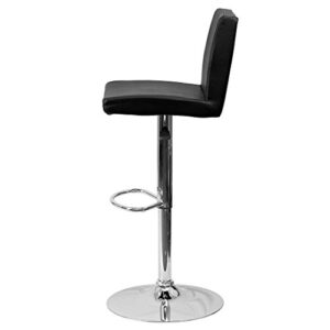 KLS14 Modern Design Bar Stool Mid-Back Design Hydraulic Adjustable Height 360-Degree Swivel Seat Sturdy Steel Frame Chrome Base Dining Chair Bar Pub Stool Home Office Furniture - Set of 2 Black #1986