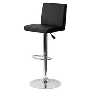 KLS14 Modern Design Bar Stool Mid-Back Design Hydraulic Adjustable Height 360-Degree Swivel Seat Sturdy Steel Frame Chrome Base Dining Chair Bar Pub Stool Home Office Furniture - Set of 2 Black #1986