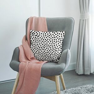 HGOD DESIGNS Polka Dots Decorative Throw Pillow Cover Case,Brush Strokes Dots Cotton Linen Outdoor Pillow Cases Square Standard Cushion Covers for Sofa Couch Bed Car 18x18 inch Black