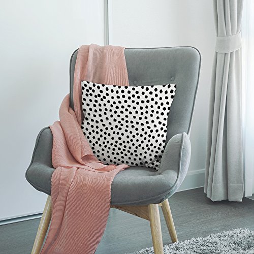 HGOD DESIGNS Polka Dots Decorative Throw Pillow Cover Case,Brush Strokes Dots Cotton Linen Outdoor Pillow Cases Square Standard Cushion Covers for Sofa Couch Bed Car 18x18 inch Black