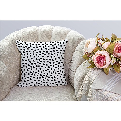 HGOD DESIGNS Polka Dots Decorative Throw Pillow Cover Case,Brush Strokes Dots Cotton Linen Outdoor Pillow Cases Square Standard Cushion Covers for Sofa Couch Bed Car 18x18 inch Black