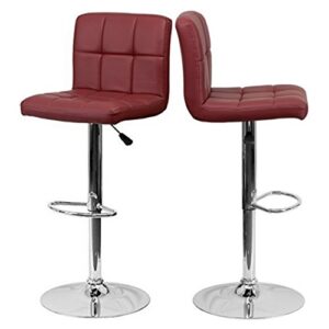 kls14 modern design barstools hight adjustable seat hydraulic 360-degree swivel sturdy steel frame padded cushion seat dining chair bar pub stool home office furniture – set of 2 burgundy #1974