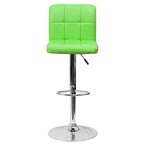 KLS14 Modern Design Barstools Hight Adjustable Seat Hydraulic 360-Degree Swivel Sturdy Steel Frame Padded Cushion Seat Dining Chair Bar Pub Stool Home Office Furniture - Set of 2 Green #1974