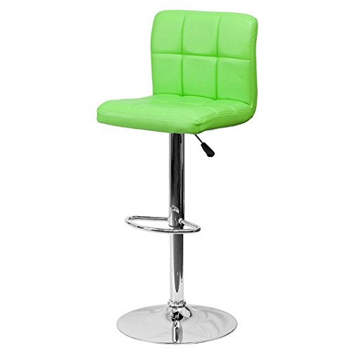 KLS14 Modern Design Barstools Hight Adjustable Seat Hydraulic 360-Degree Swivel Sturdy Steel Frame Padded Cushion Seat Dining Chair Bar Pub Stool Home Office Furniture - Set of 2 Green #1974