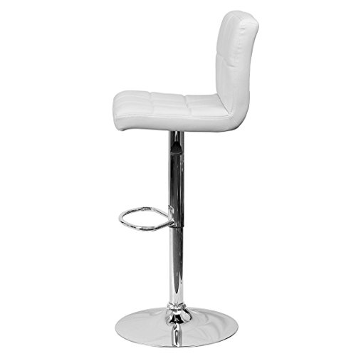 KLS14 Modern Design Barstools Hight Adjustable Seat Hydraulic 360-Degree Swivel Sturdy Steel Frame Padded Cushion Seat Dining Chair Bar Pub Stool Home Office Furniture - Set of 2 White #1974