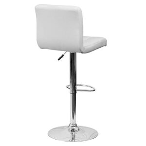 KLS14 Modern Design Barstools Hight Adjustable Seat Hydraulic 360-Degree Swivel Sturdy Steel Frame Padded Cushion Seat Dining Chair Bar Pub Stool Home Office Furniture - Set of 2 White #1974