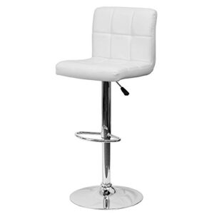 KLS14 Modern Design Barstools Hight Adjustable Seat Hydraulic 360-Degree Swivel Sturdy Steel Frame Padded Cushion Seat Dining Chair Bar Pub Stool Home Office Furniture - Set of 2 White #1974