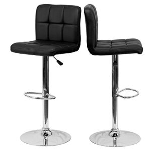 kls14 modern design barstools hight adjustable seat hydraulic 360-degree swivel sturdy steel frame padded cushion seat dining chair bar pub stool home office furniture – set of 2 black #1974