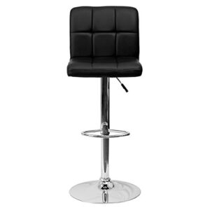 KLS14 Modern Design Barstools Hight Adjustable Seat Hydraulic 360-Degree Swivel Sturdy Steel Frame Padded Cushion Seat Dining Chair Bar Pub Stool Home Office Furniture - Set of 2 Black #1974