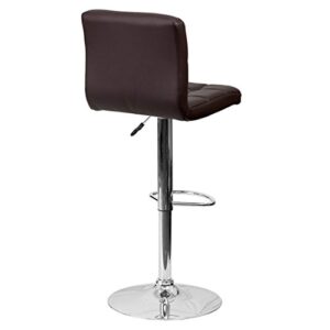 KLS14 Modern Design Barstools Hight Adjustable Seat Hydraulic 360-Degree Swivel Sturdy Steel Frame Padded Cushion Seat Dining Chair Bar Pub Stool Home Office Furniture - Set of 2 Brown #1974