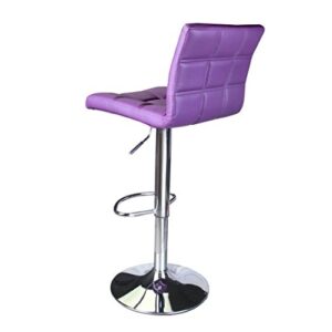 Contemporary Bar Stools Hight Adjustable Seat Hydraulic 360 Degree Swivel Sturdy Steel Frame Quadrate cushion Seat Dining Chair Bar Pub Stool Home Office Furniture - Set of 4 Purple #1935ppl