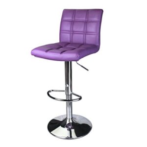 Contemporary Bar Stools Hight Adjustable Seat Hydraulic 360 Degree Swivel Sturdy Steel Frame Quadrate cushion Seat Dining Chair Bar Pub Stool Home Office Furniture - Set of 4 Purple #1935ppl