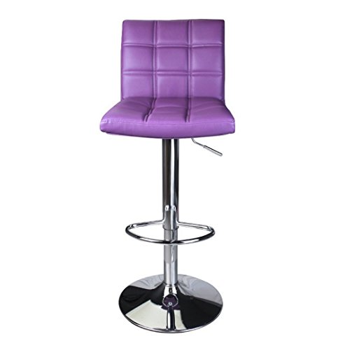 Contemporary Bar Stools Hight Adjustable Seat Hydraulic 360 Degree Swivel Sturdy Steel Frame Quadrate cushion Seat Dining Chair Bar Pub Stool Home Office Furniture - Set of 4 Purple #1935ppl