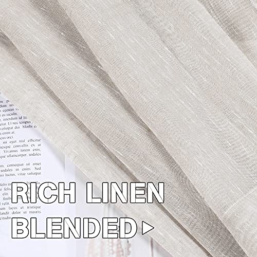 H.VERSAILTEX Home Decorative Privacy Window Treatment Linen Curtains/Natural Linen Blended Sheer Curtains/Panels/Drapes, Nickel Grommets, Natural Color, 96 Inches Long Living Room Curtains