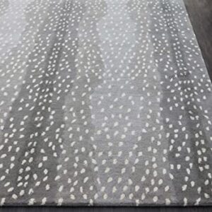 Antelope Cheetah Gray Contemporary Persian Oriental Woolen Area Rugs (6'x9')