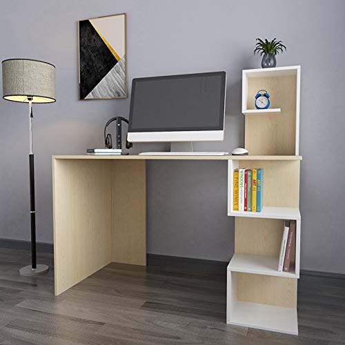 Computer Desk for Home Office Multifunctional Computer Table with Clapboard Bookshelf,Writing Desk Computer Workstation Home Office Desk Ballard Designs Desk (Khaki, One Size)