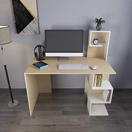 Computer Desk for Home Office Multifunctional Computer Table with Clapboard Bookshelf,Writing Desk Computer Workstation Home Office Desk Ballard Designs Desk (Khaki, One Size)