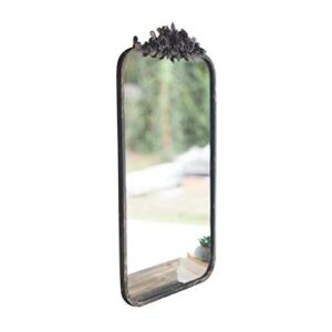 first of a kind large decorative distressed rustic wall mirror with flower detail