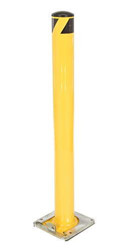 Vestil BOL-RF-48-4.5 Surface Mounted Removable Steel Pipe Safety Bollard, 4-1/2" OD, 48" Height,Yellow