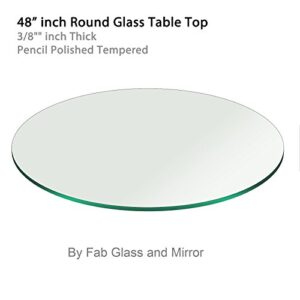 48" Inch Round Glass Table Top 3/8" Thick Pencil Polish Edge Tempered by Fab Glass and Mirror