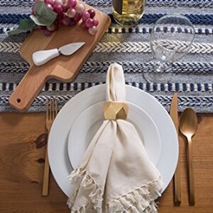 DII Farmhouse Braided Stripe Table Runner Collection, 15x108, Navy Blue