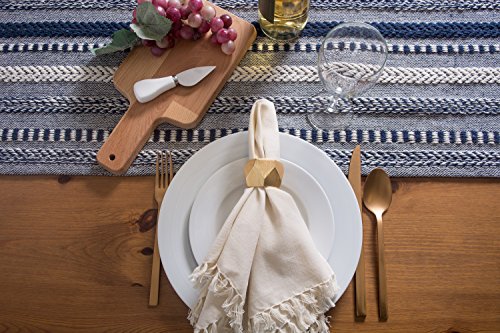 DII Farmhouse Braided Stripe Table Runner Collection, 15x108, Navy Blue