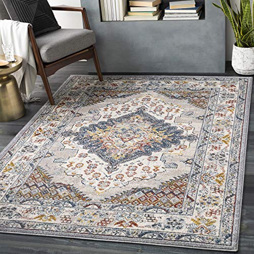 Artistic Weavers Anja Oriental Medallion Area Rug,6'7" Square,Grey