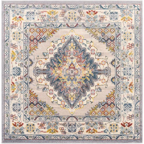 Artistic Weavers Anja Oriental Medallion Area Rug,6'7" Square,Grey