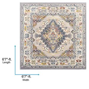 Artistic Weavers Anja Oriental Medallion Area Rug,6'7" Square,Grey