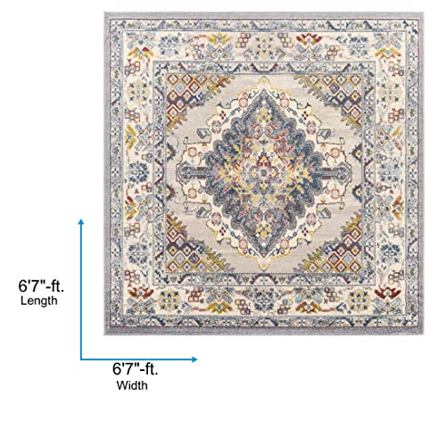 Artistic Weavers Anja Oriental Medallion Area Rug,6'7" Square,Grey