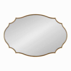 Kate and Laurel Leanna Scalloped Oval Wall Mirror, 24" x 36", Gold Leaf, Chic Modern Glam Wall Accent