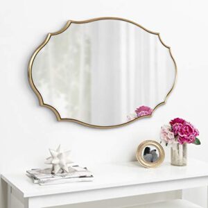 Kate and Laurel Leanna Scalloped Oval Wall Mirror, 24" x 36", Gold Leaf, Chic Modern Glam Wall Accent