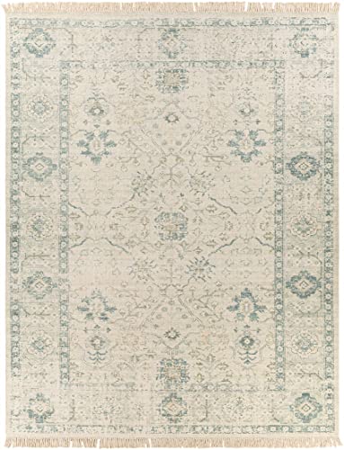 Penkridge Traditional Persian Hallway, Entryway, Bedroom, Kitchen Cotton Runner Rug - Vintage Handmade Luxury Collection with Tassel - Boho, Bohemian Oriental Style - Green, Sage, Beige 2'6" x 8'