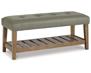 signature design by ashley cabellero modern upholstered accent bench, light gray & brown